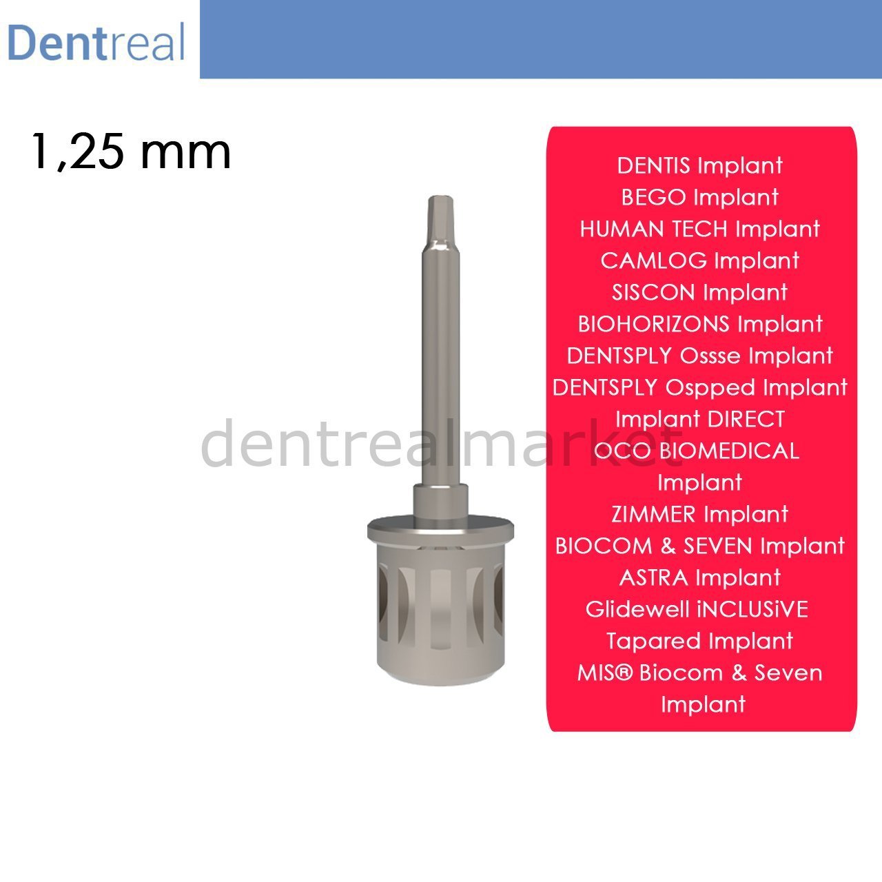 Dentreal - Screwdriver for Astra Implant - 1.25 mm Hex Driver ...